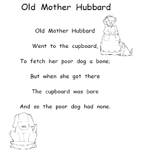 Old Mother Hubbard Nursery Rhyme Coloring Pages